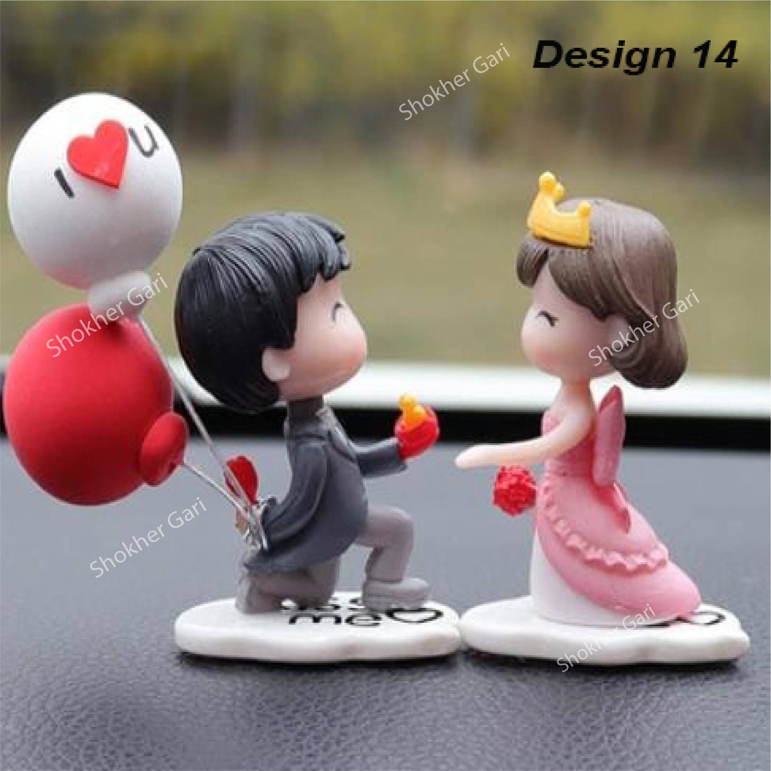 Car Dashboard Showpiece Cute Cartoon Couple Action Doll Balloon ...